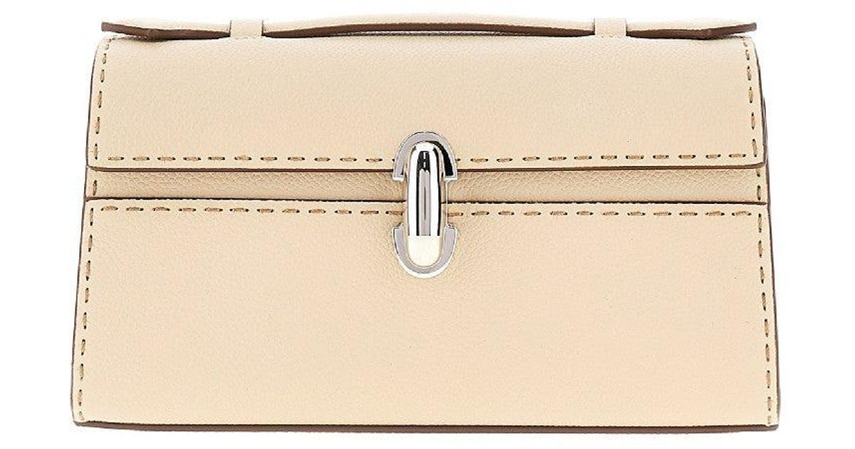 SAVETTE 'Symmetry' Grained Leather Clutch in Natural | Lyst UK