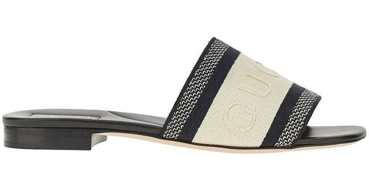 Gucci Logo Embroidery Fabric Slides | Lyst UK