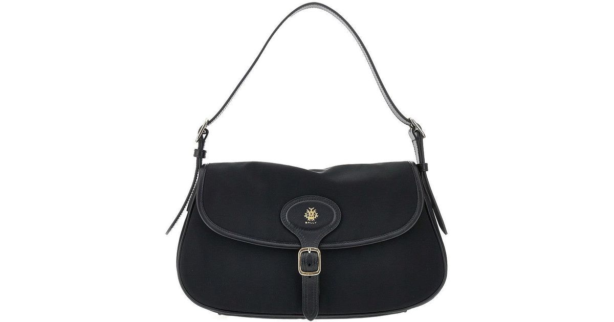 Bally 'B-Light' Nylon And Leather Shoulder Bag in Black | Lyst UK