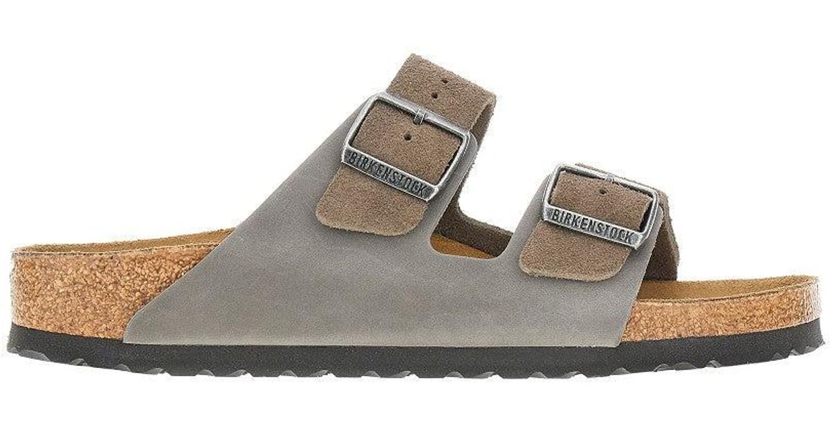 Birkenstock 'Arizona' Mixed Leather Sandals in Brown for Men | Lyst