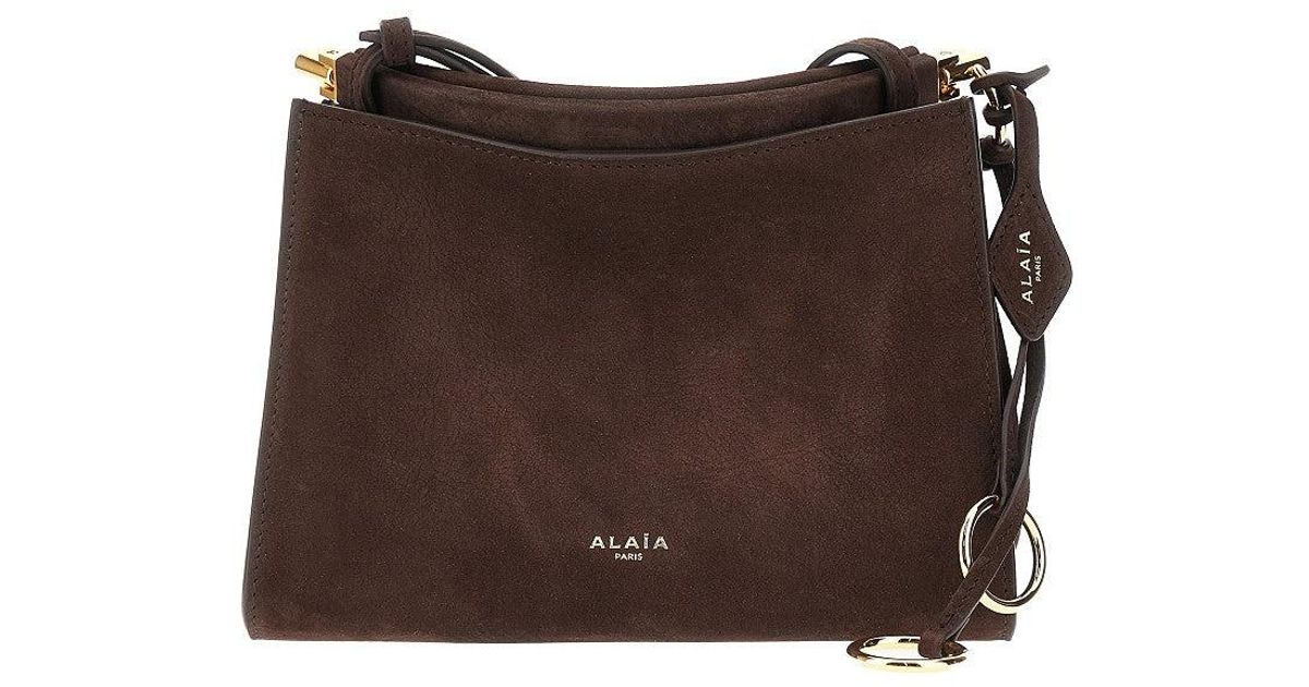 Alaïa Nubuck Leather Small Squared 'Le Click' Bag in Brown | Lyst
