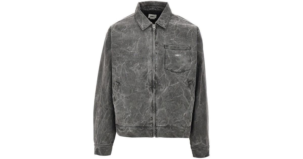 Obey 'Workman' Denim Work Jacket in Grey for Men | Lyst UK