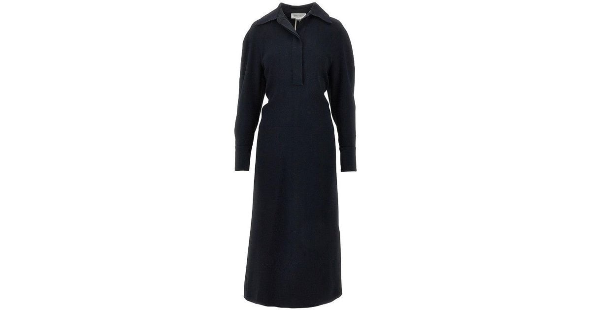 Victoria Beckham Cady Midi Shirt Dress in Blue | Lyst UK