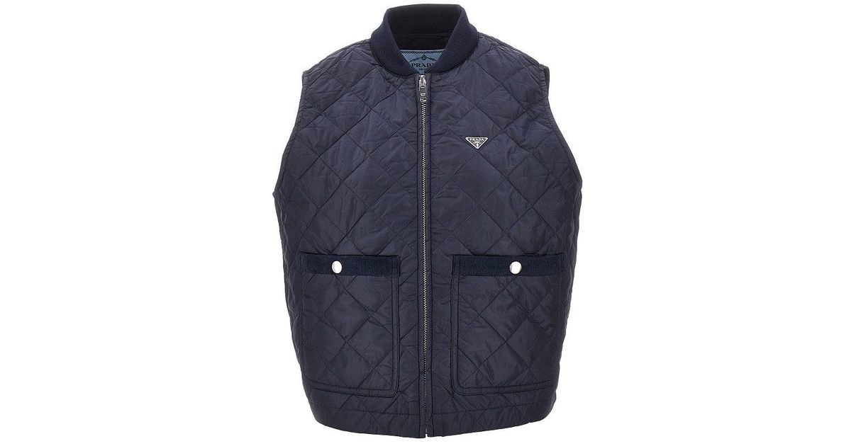 Prada Re-Nylon Jacket With Triangle Logo in Blue | Lyst UK