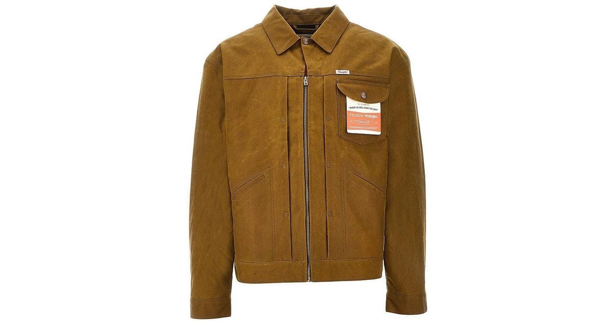 FILSON X WRANGLER 'Adventure' Waxed Cotton Jacket in Green for Men ...