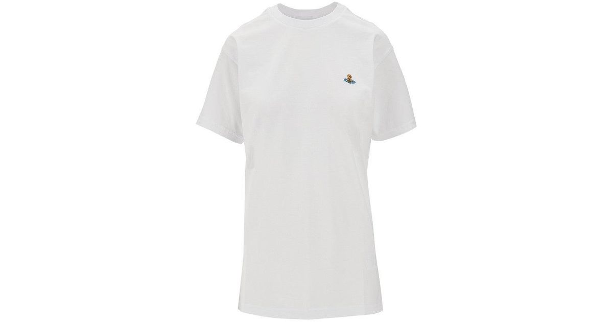 Vivienne Westwood Orb Logo Emrboidery T-Shirt in White | Lyst