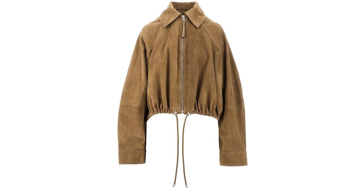 Loewe Suede Leather Balloon Jacket in Natural | Lyst UK