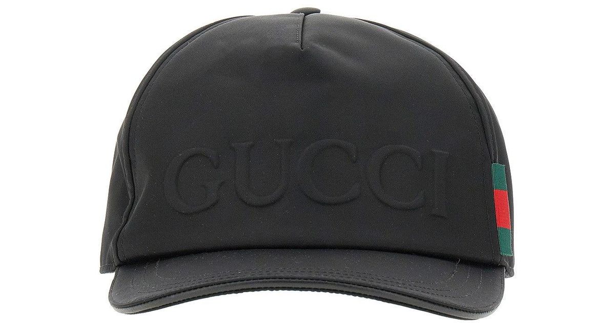 Gucci Baseball Cap With Embossed Logo in Black for Men | Lyst UK