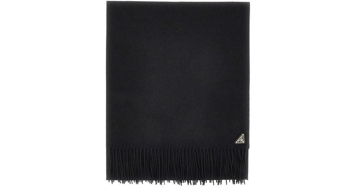 Prada Cashmere And Silk Scarf in Black | Lyst UK