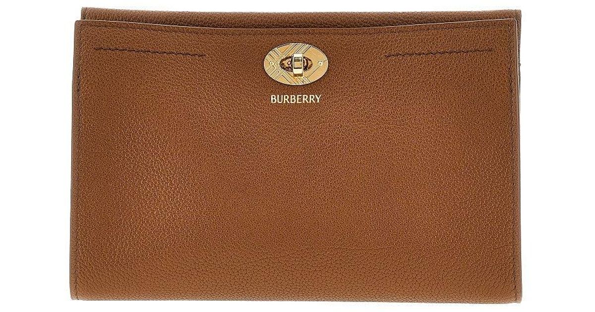 Burberry Leather 'Hazel' Pouch With Strap in Brown | Lyst UK
