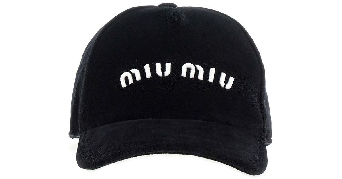 Miu Miu Velvet Baseball Cap in Black | Lyst UK