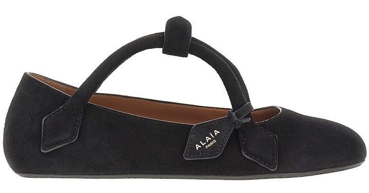 Alaïa Suede Leather 'Le Teckel' Ballerina Flats in Black | Lyst