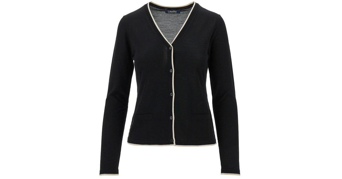 Max Mara Max Mara Pure New Wool Cardigan in Black | Lyst