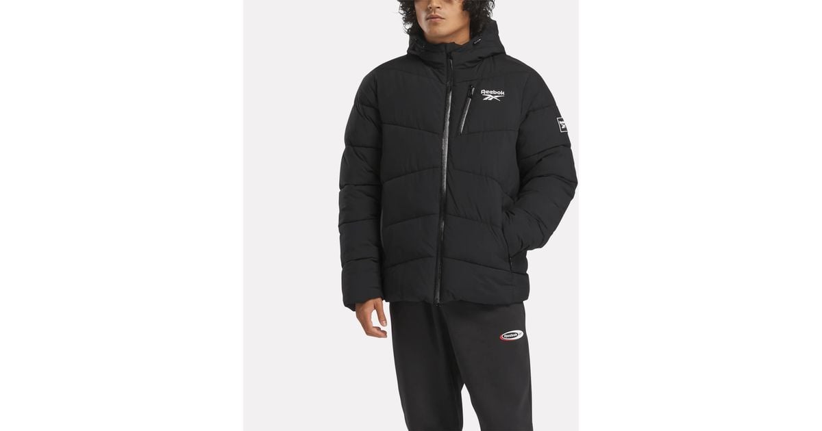 Reebok Stretch Puffer Jacket in Black for Men | Lyst