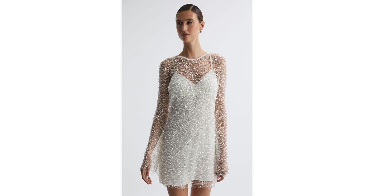 Anna Quan Marzia - Handcrafted Sequin Mini Dress, Perla | Lyst