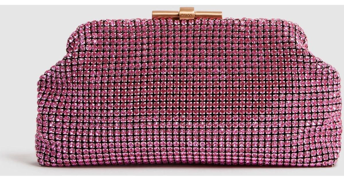Reiss Adaline - Rose Embellished Clutch Bag, One in Purple | Lyst