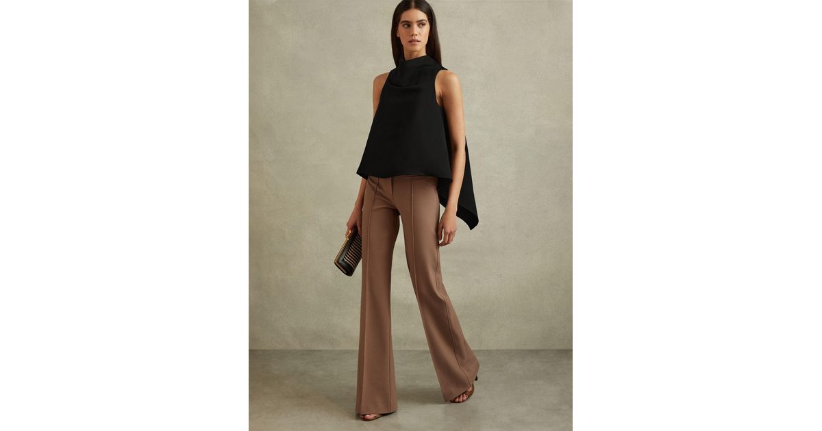 Reiss Simone Neck Top Plain in Brown | Lyst