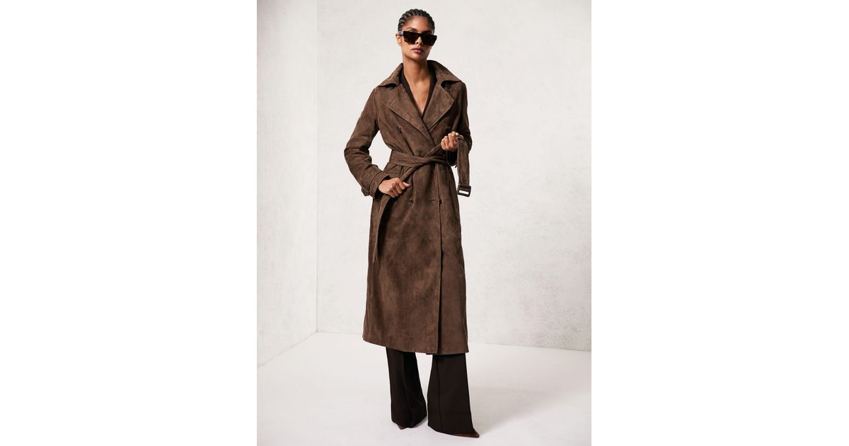 Reiss Hattie Petite Belted Trench Coat in Natural | Lyst