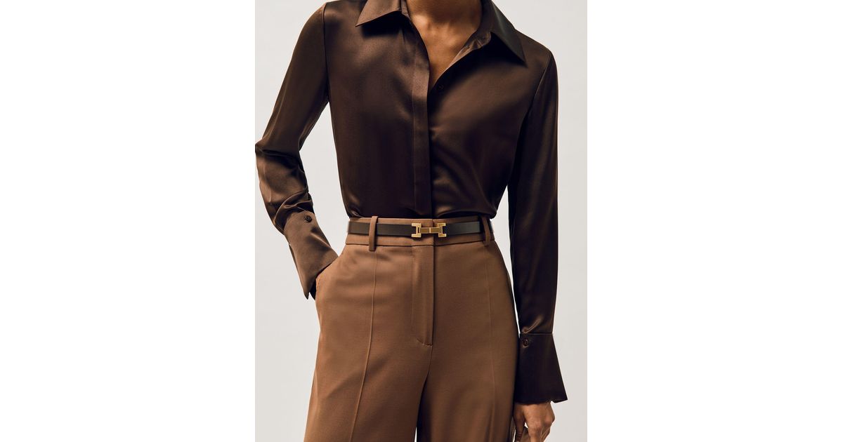 Reiss Leather Square Hinge Belt in Gray | Lyst