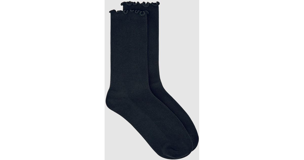Reiss Rae - Black Ribbed Frilly Socks, One in Blue | Lyst