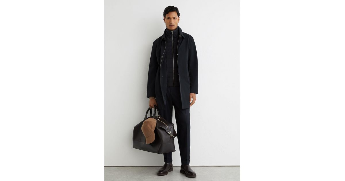 Reiss Logan - Navy Hybrid Removable Funnel Neck Overcoat, S in Blue for ...