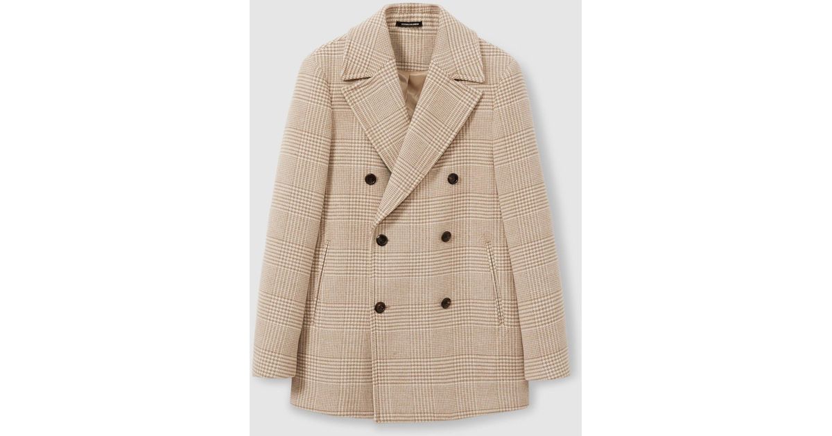 Reiss Wool Blend Double Breasted Peacoat in Brown for Men | Lyst UK