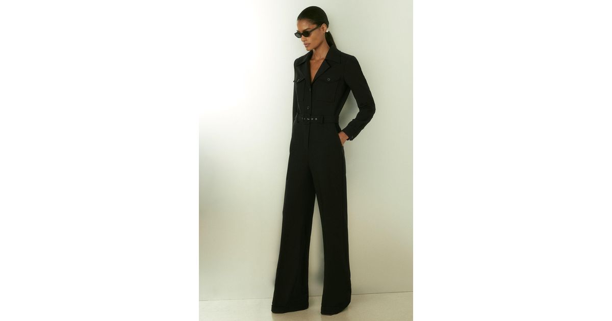Reiss Belted Utility Jumpsuit in Black | Lyst