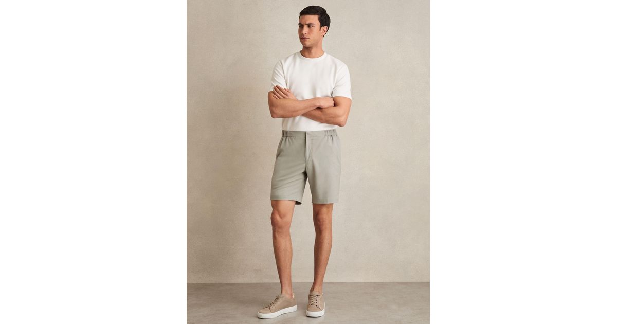 Reiss Deck - Sage Green Drawstring Chinos Shorts, 30 in Natural for Men ...
