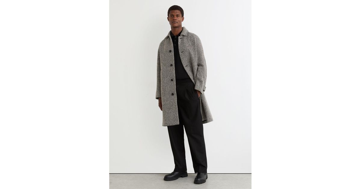 Les Deux Wool Blend Twill Coat in Grey for Men | Lyst UK