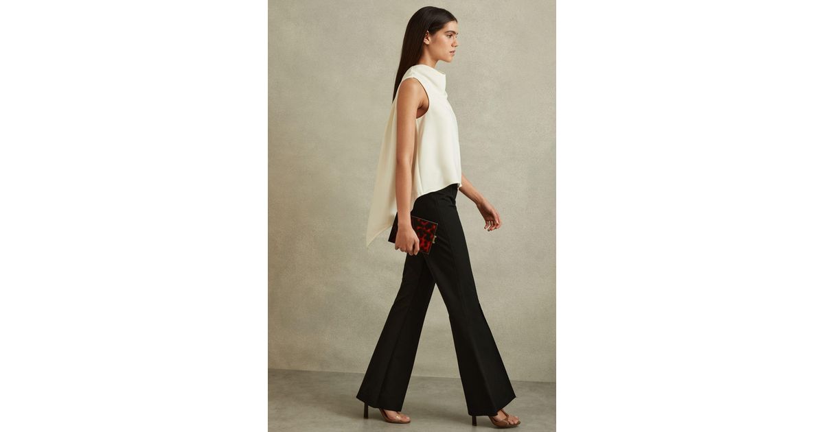 Reiss Split Back Cowl Neck Top in Natural | Lyst