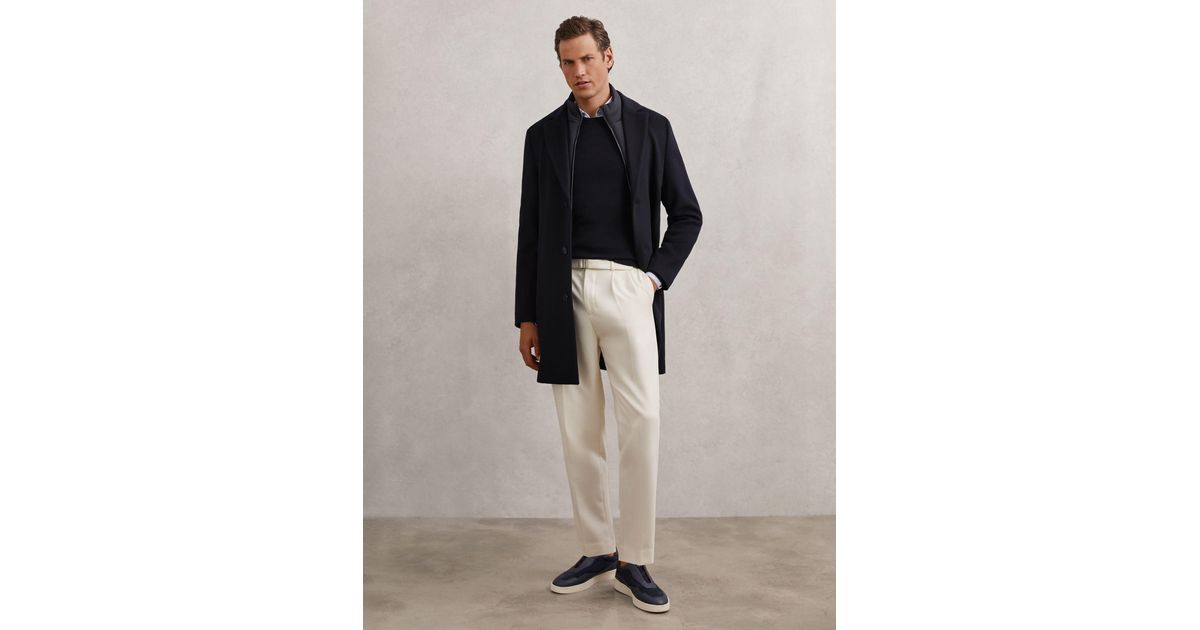 Reiss Gable Wool-Blend Internal-Gilet Overcoat in Blue for Men | Lyst