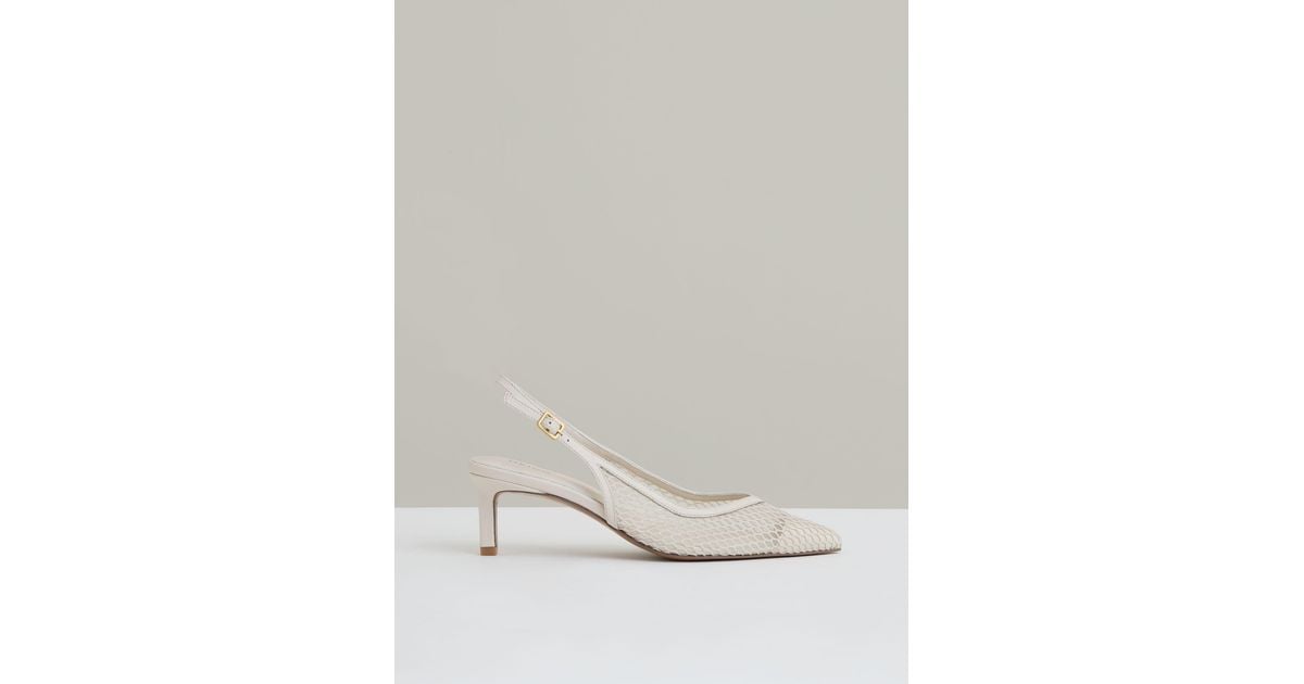 Reiss Mesh Slingback Heels in Natural | Lyst