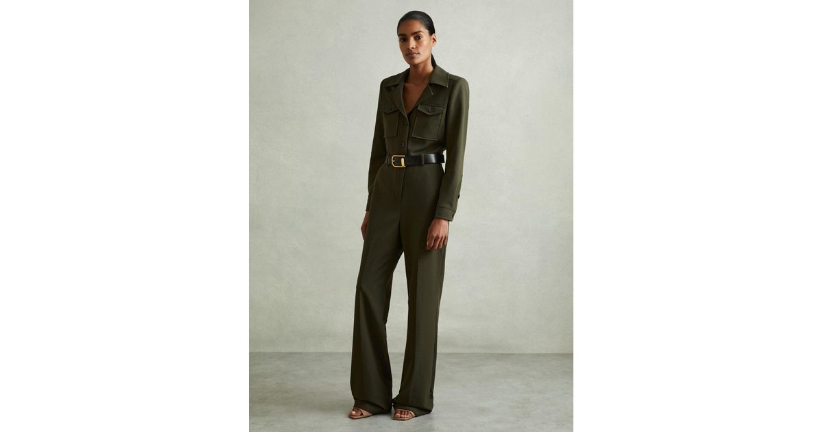 Reiss Ray Jumpsuit Plain in Green | Lyst