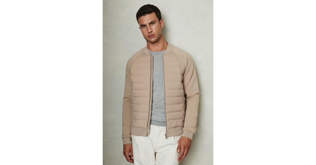 Reiss Hybrid Quilt Raglan-Sleeve Bomber Jacket for Men | Lyst