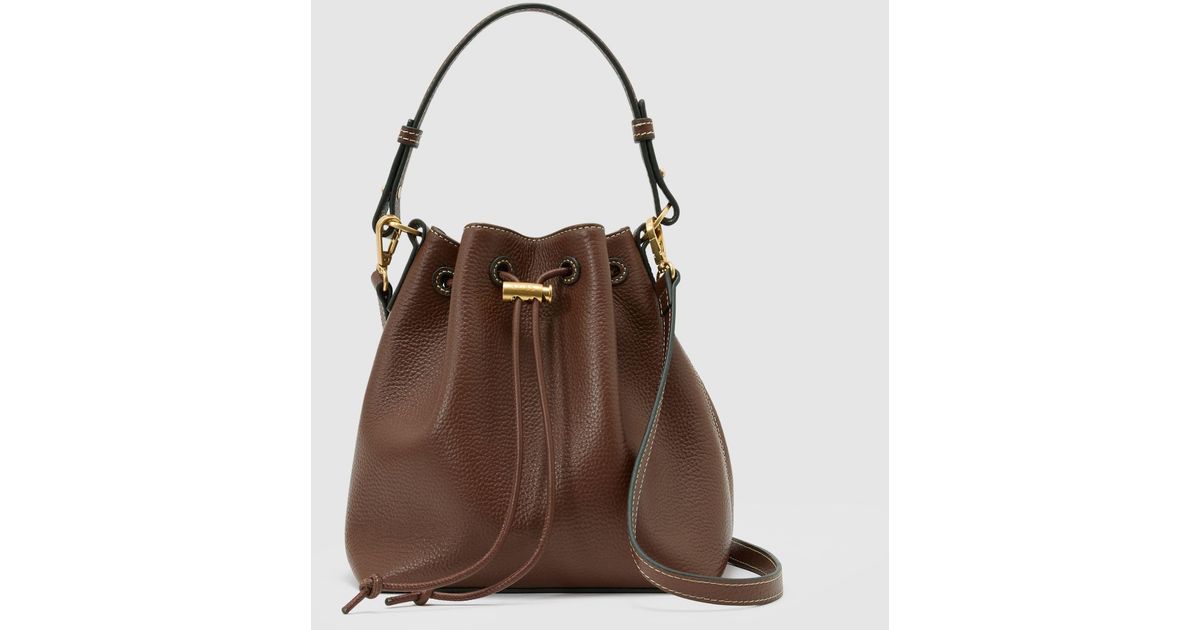 Reiss Esther - Tan Grained-leather Bucket Bag, One in Brown | Lyst