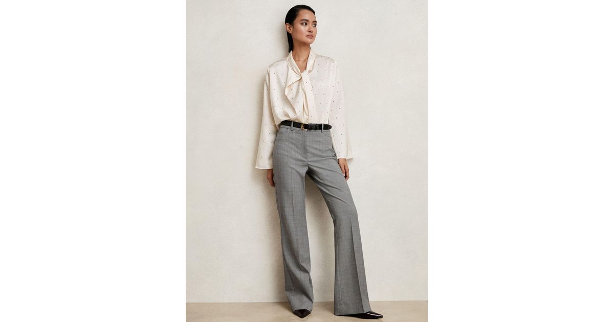 Reiss Check Flared Suit Trousers in Natural | Lyst UK