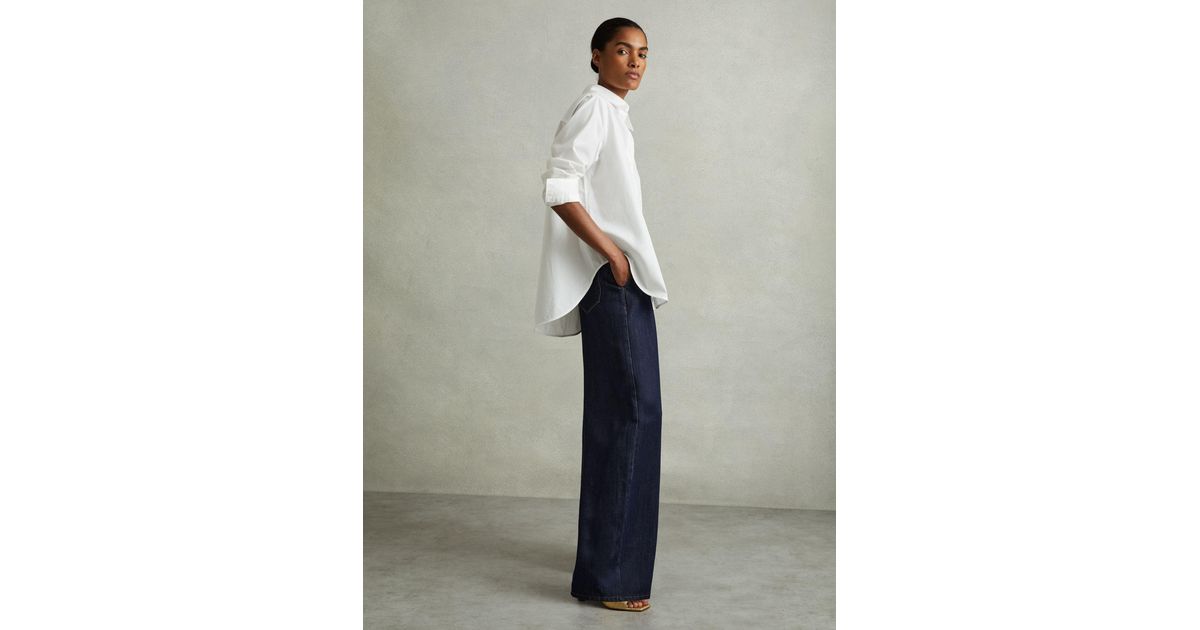 Reiss Raymond - Indigo Double Pleat Wide Leg Jeans, 28w X 33l (uk 28 L ...
