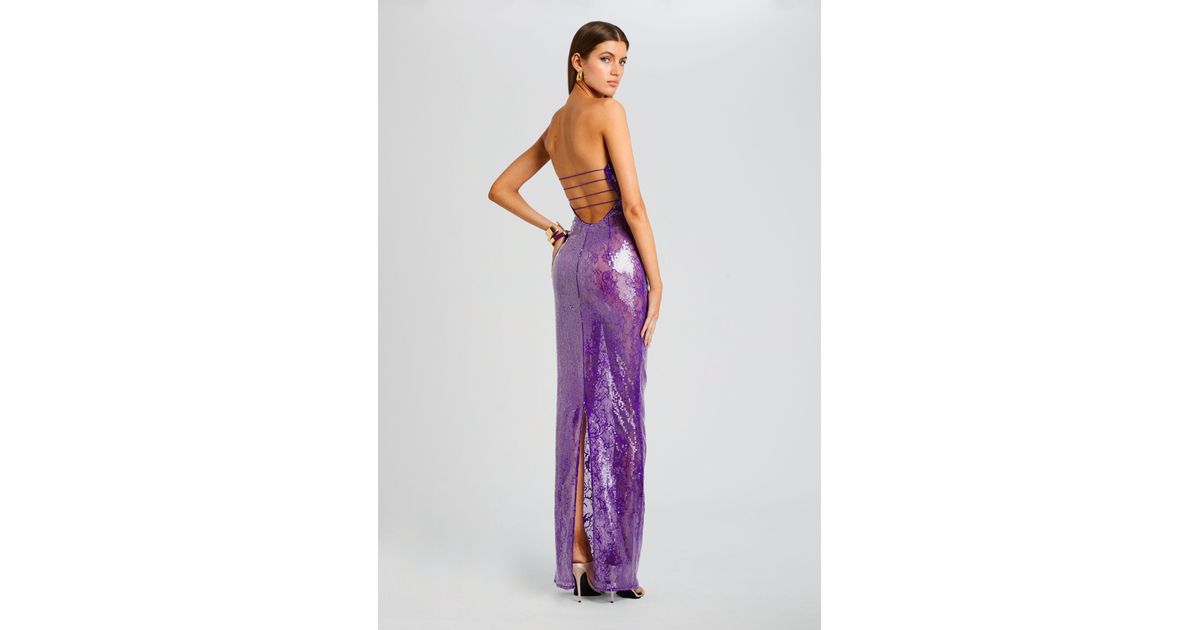 retroféte Lucia Sequin Lace Dress in Purple | Lyst