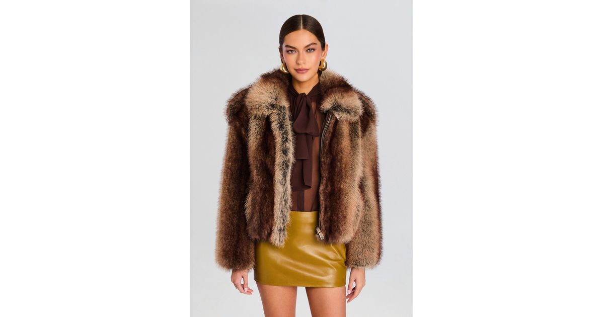retroféte Segrid Faux Fur Bomber in Brown | Lyst