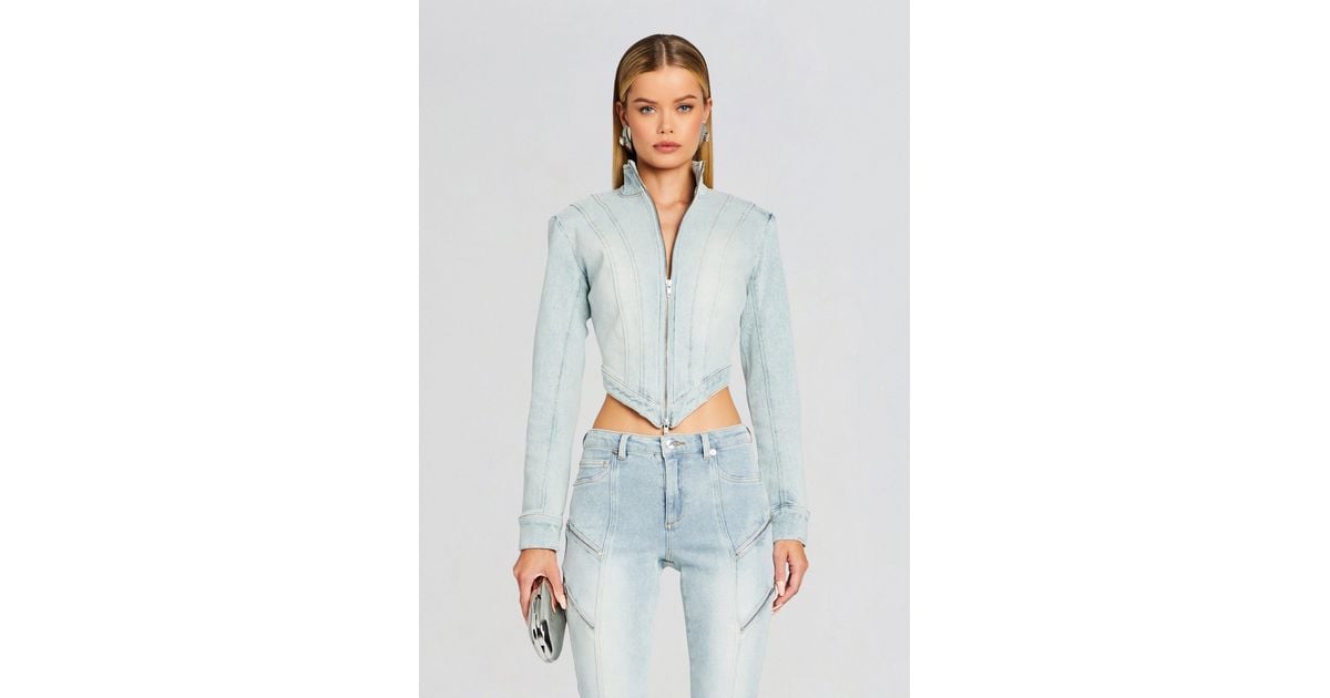 SER.O.YA Chrissy Denim Jacket in White | Lyst