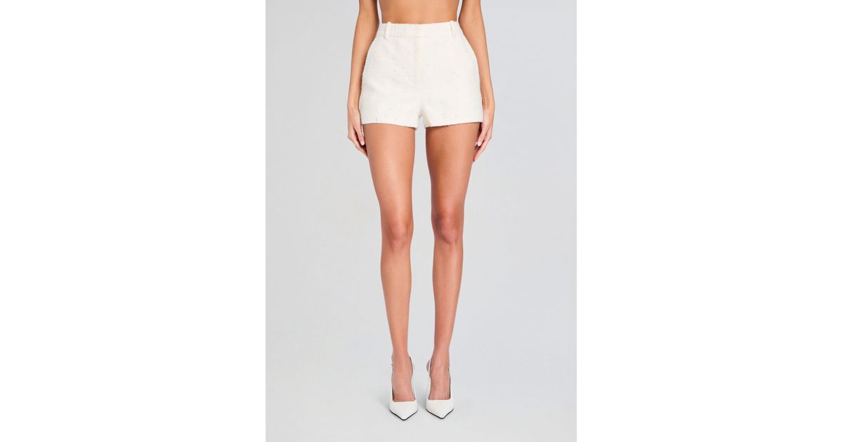 retroféte Torrence Tweed Short in White | Lyst
