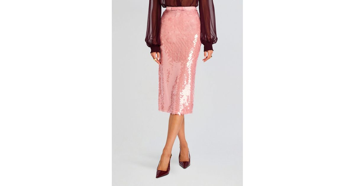 retroféte Tanith Sequin Skirt in Red | Lyst