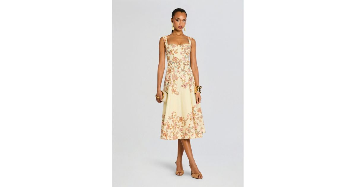 Hemant & Nandita Riah Midi Dress in Natural | Lyst