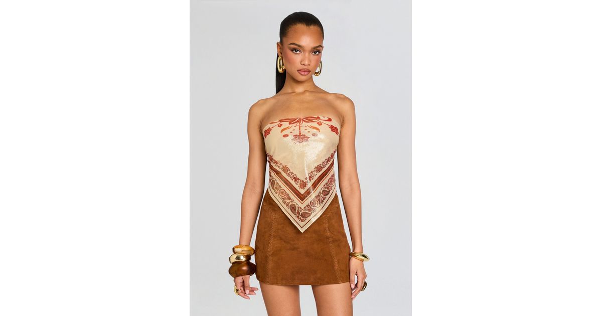 retroféte Noelle Silk Top in Brown | Lyst