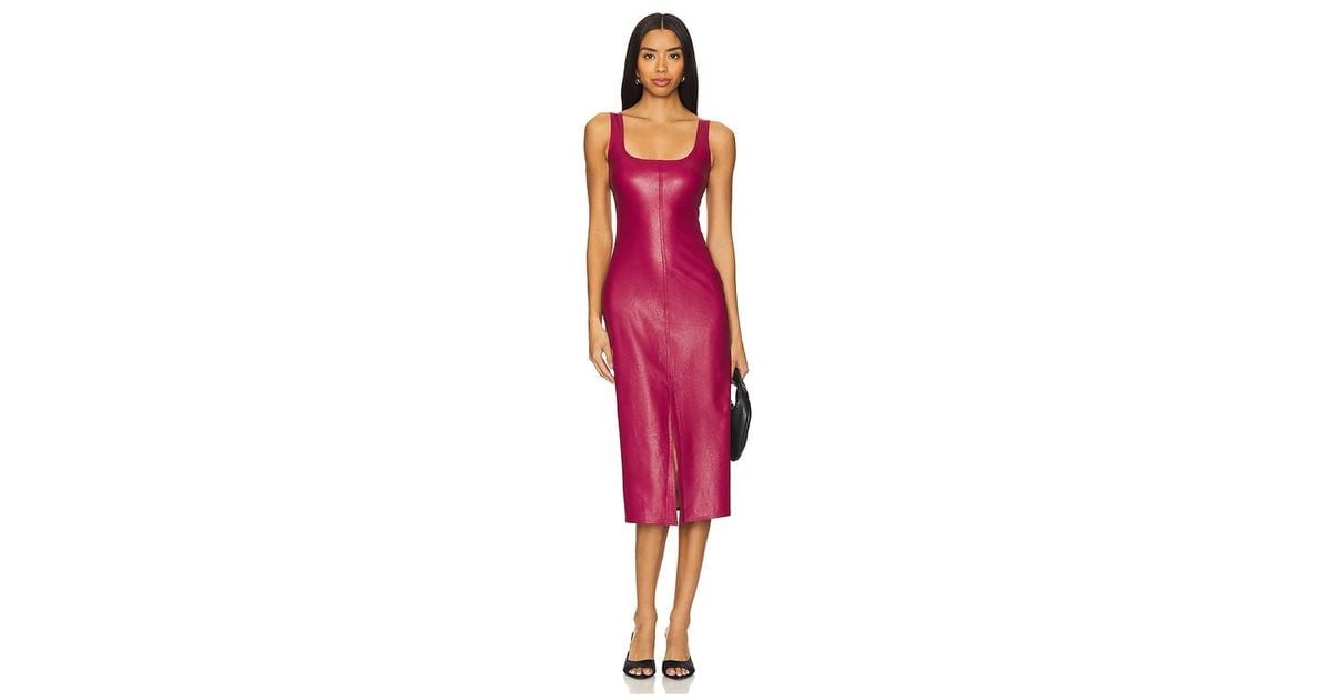 Commando Faux Leather Midi Tank Dress in Red | Lyst