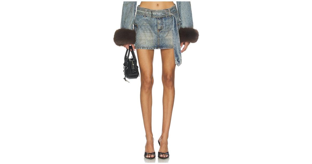 AFRM The Chippy Belted Micro Mini Skirt in Blue | Lyst UK