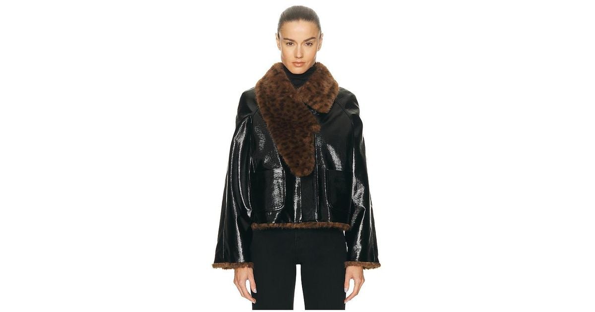 REVOLVE x JJ Pu Leopard Print Jacket in Black | Lyst UK