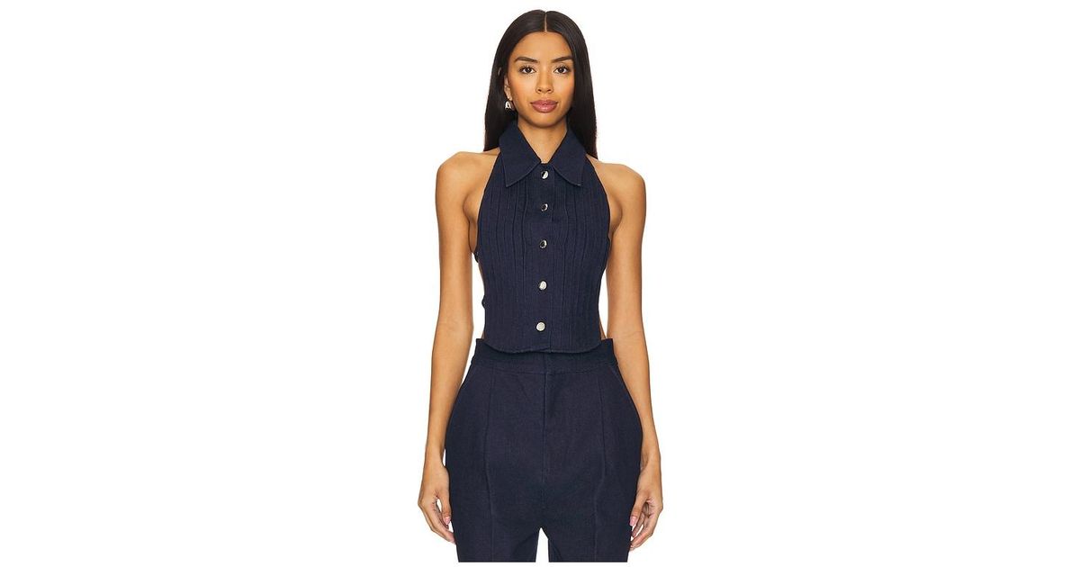 retroféte Noa Denim Top in Blue | Lyst