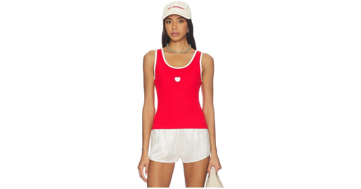 Araminta James Manzana Rib Tank in Red | Lyst UK