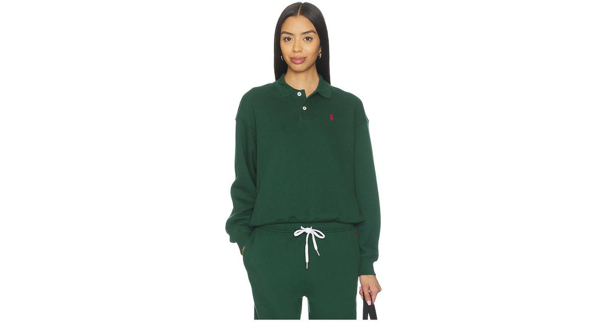 Polo Ralph Lauren Polo Collar Fleece Pullover in Green | Lyst UK